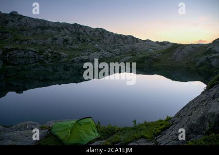 Bivouac at the Lac du Brevent Stock Photo - Alamy
