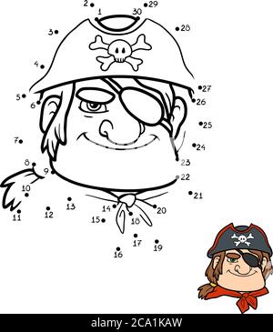 Vector dot-to-dot and color activity with pirate bottle with letter ...