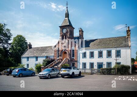 Gifford East Lothian Scotland town hall and clock with Mercat Cross ...