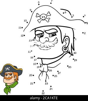 Vector dot-to-dot and color activity with pirate bottle with letter ...