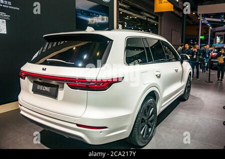 Li Auto(Li Xiang) electric car store and brand logo. A Chinese EV ...