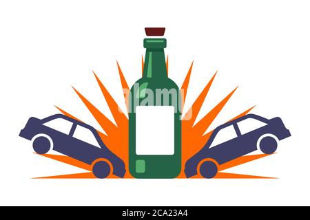accident drunk driver. poster driving intoxicated. flat vector ...