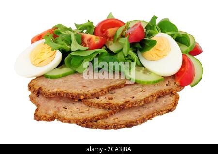 Thin slices of haslet meat isolated on a white background, haslet is an ...