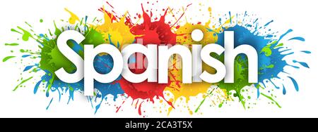 learn Spanish word in splash’s background Stock Photo - Alamy