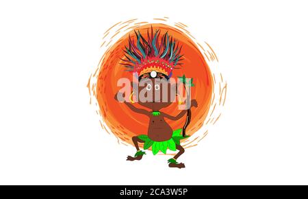 Happy Indigenous Male Illustration. Dancing. Character. Expression ...