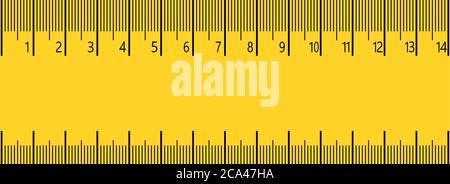 14 cm measure ruler. 14 centimeters metric ruler with yellow and black ...