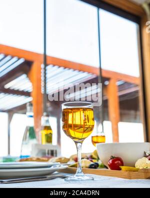Glasses with tasty raspberry lemonade on light background Stock Photo ...