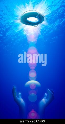 Human hand reaching for life preserver, isolated on white Stock Photo ...