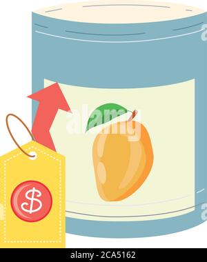 canned food price increase cartoon vector illustration design Stock ...