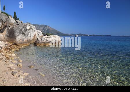 Mlini beach in Croatia. Dalmatia region Adriatic Sea coast Stock Photo ...