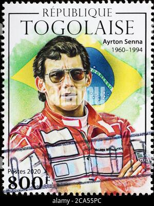Ayrton Senna portrait on postage stamp of Sierra Leone Stock Photo - Alamy