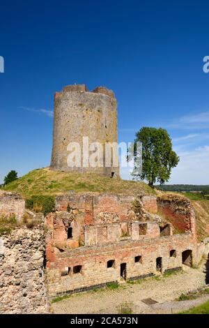 France, Aisne, Guise, castle and dungeon of the 10th century, remains ...