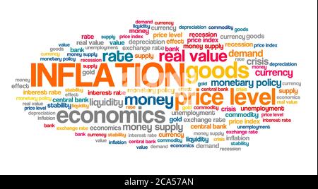 Inflation concept. Inflation word cloud sign. Price levels and monetary ...