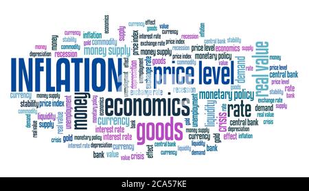 Inflation concept. Inflation word cloud sign. Price levels and monetary ...