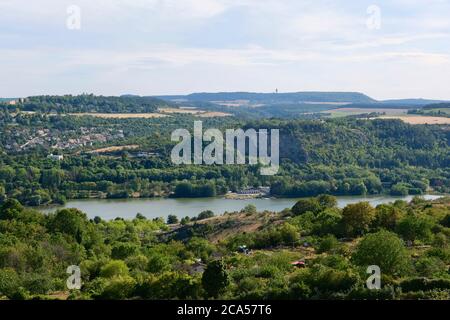 France, Cote d'Or, Dijon, view of Lake Kir from the Parc de la Fontaine ...