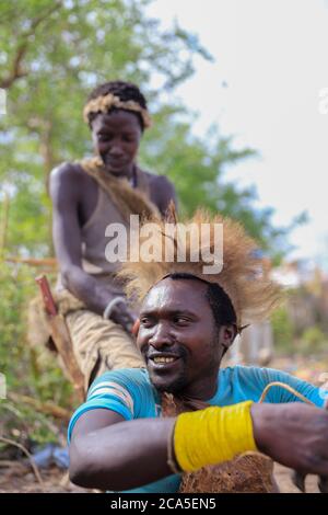 Tanzania, Lake Eyasi region, the Hazabe tribe, among the last hunter ...