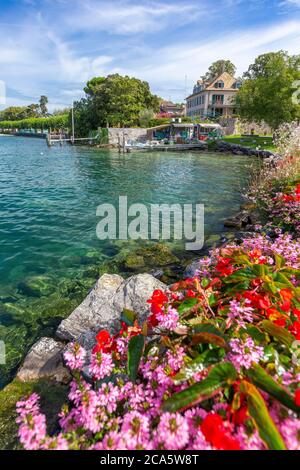 Switzerland, canton of Geneva, the village of Hermance on the French ...