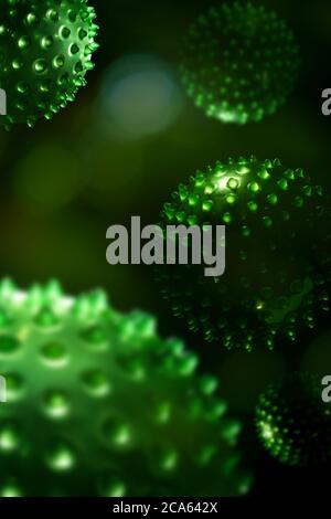 Green single cell chlorella algae microscopic conceptual 3D ...