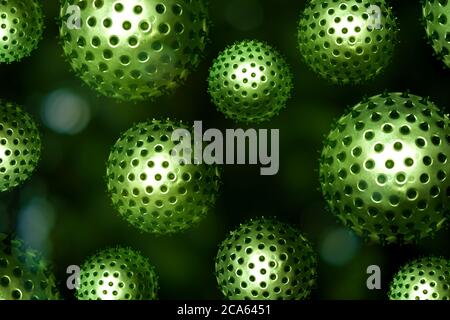 Green single cell chlorella algae microscopic conceptual 3D ...