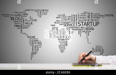 Designer draw global interaction concept Stock Photo - Alamy