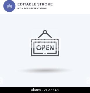 Open notice. Label with text. Filled color icon. Isolated commerce ...