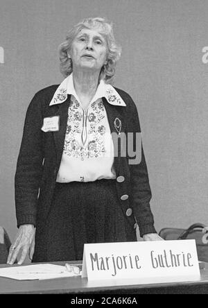 Marjorie Guthrie, wife of Woody Guthrie, mother of Arlo Guthrie, at a ...