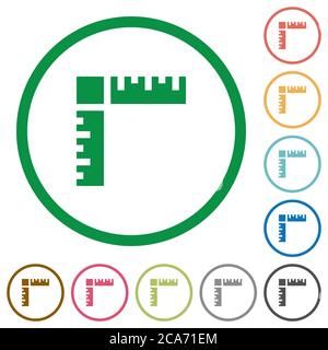 Page rulers icons in round glossy buttons with steel frames Stock ...