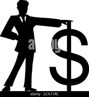 Cartoon investor businessman character holding gold money coins ...