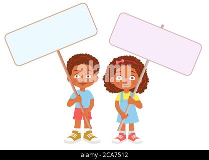 African Child holding banner. illustration Stock Photo - Alamy