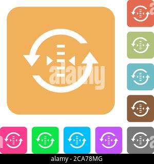 Refresh rate flat icons on rounded square vivid color backgrounds Stock ...