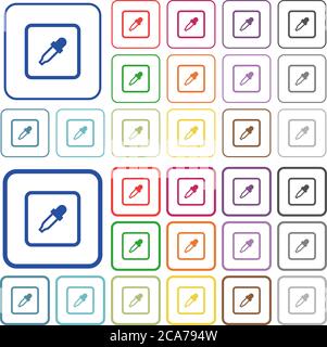Color picker color flat icons in rounded square frames. Thin and thick ...