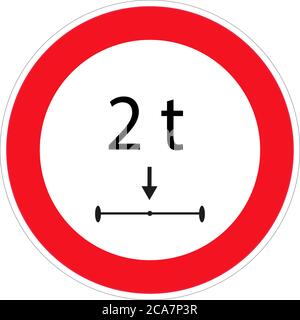 Axle load limit 2 ton.Traffic sign. Red circle. Perfect for backgrounds ...