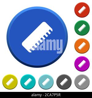 Ruler round color beveled buttons with smooth surfaces and flat white ...