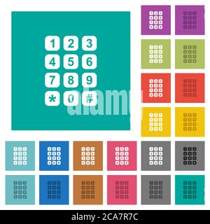 Numeric keypad flat white icons on round color backgrounds. 17 ...