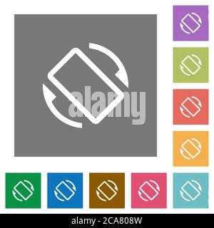 Mobile screen automatic rotation simple icons in color rounded square ...