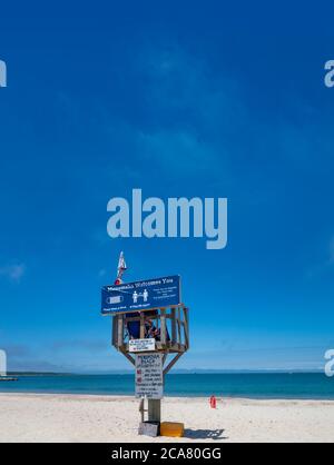 Lifeguard cabin on empty beach, Miami Beach, Florida, USA, safety ...