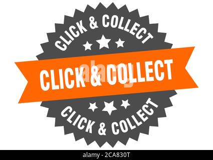 click & collect round isolated ribbon label. click & collect sign Stock ...