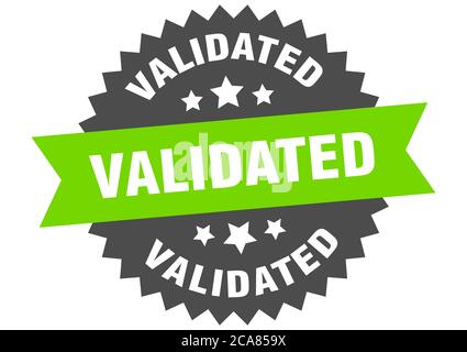 validated round ribbon isolated label. validated sign Stock Vector ...