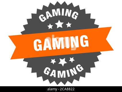 gaming round isolated ribbon label. gaming sign Stock Vector Image ...
