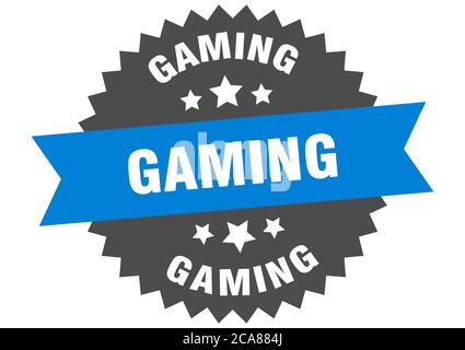 gaming round isolated ribbon label. gaming sign Stock Vector Image ...