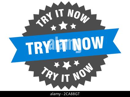 try it now round isolated ribbon label. try it now sign Stock Vector ...
