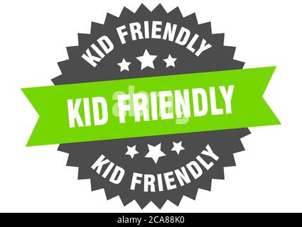 kid friendly round isolated ribbon label. kid friendly sign Stock ...