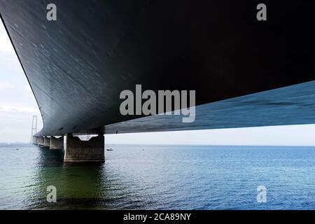 Halsskov, Denmark. 21st, May 2020. The Great Belt Bridge consists of a ...