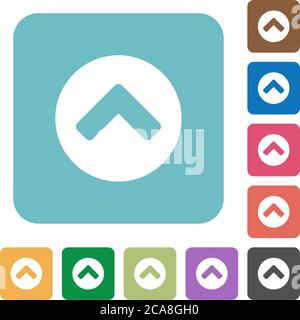 Chevron up white flat icons on color rounded square backgrounds. 6 ...