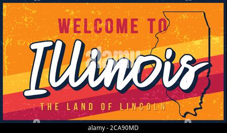 Vector illustration of the welcome state of Illinois road sign Stock ...