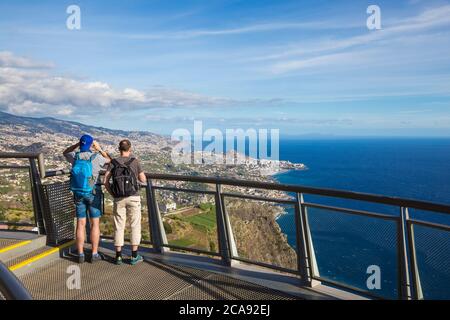 Glass bottomed skywalk, Cabo Girao, Funchal, Madeira, Portugal Europe ...