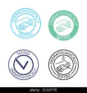 Dermatologically tested vector label with check mark logo. Dermatology ...