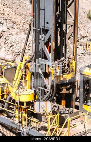 Oil rig drill floor action on an oil and gas exploration rig in the ...