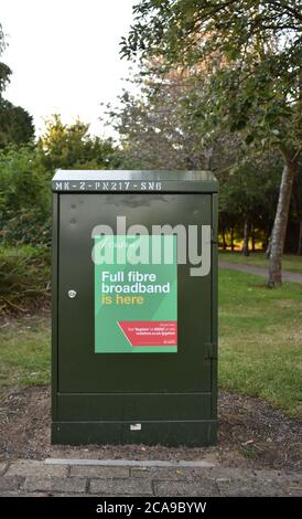 Internet fibre broadband box in a street near Mile End, Tower Hamlets ...