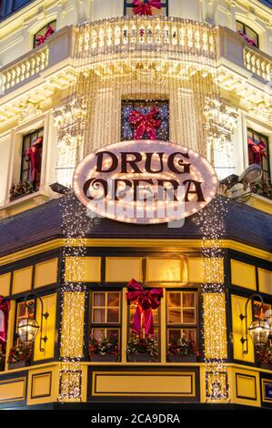 BRUSSELS, BELGIUM - JANUARY 1, 2019: Drug Opera Restaurant in Brussels ...